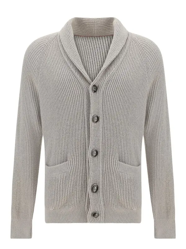 Brunello Cucinelli Buttoned Shawl Lapel Cardigan - Gray