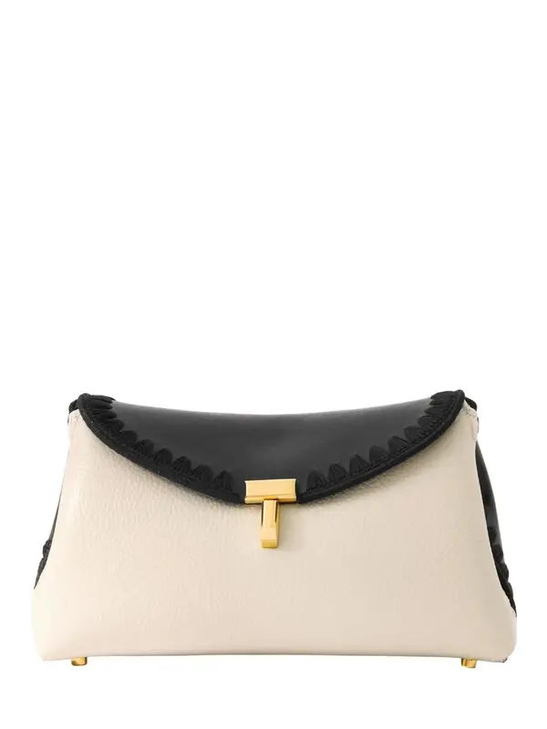 TOTEME Two-tone Leather Clutch Bag - Beige/black