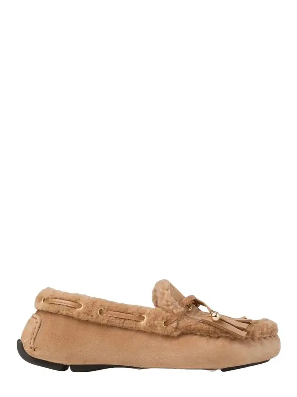 JIMMY CHOO Shearling Lined Loafers - Toffee/taffy
