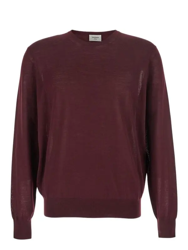 Saint Laurent Long-sleeved Crew Neck Sweater - Red