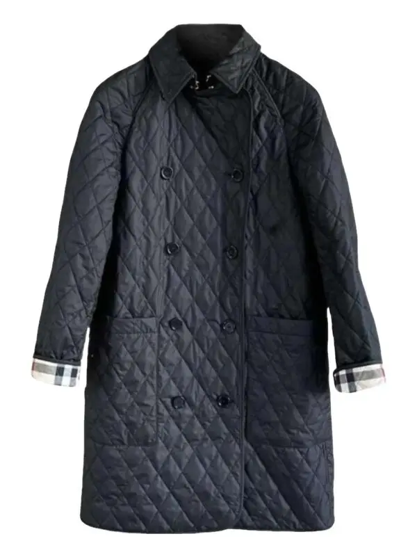 Burberry Double-breasted Quilted Coat - Black