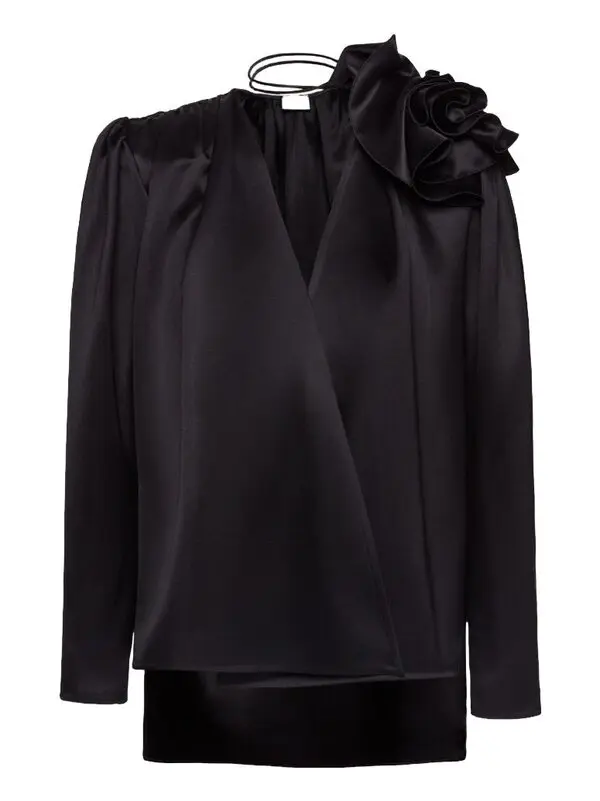 Magda Butrym Long-sleeved Shirt With Detachable Brooch - Black