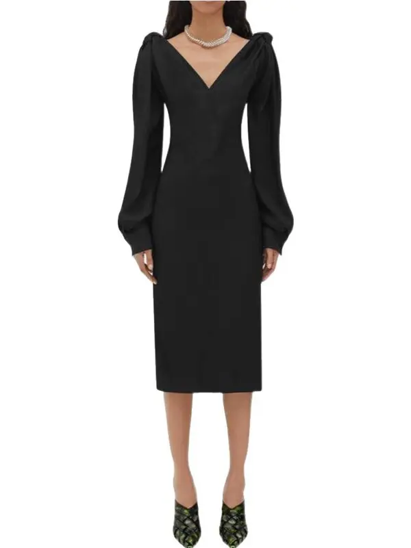 Bottega Veneta Midi Dress With Knot Detail - Black
