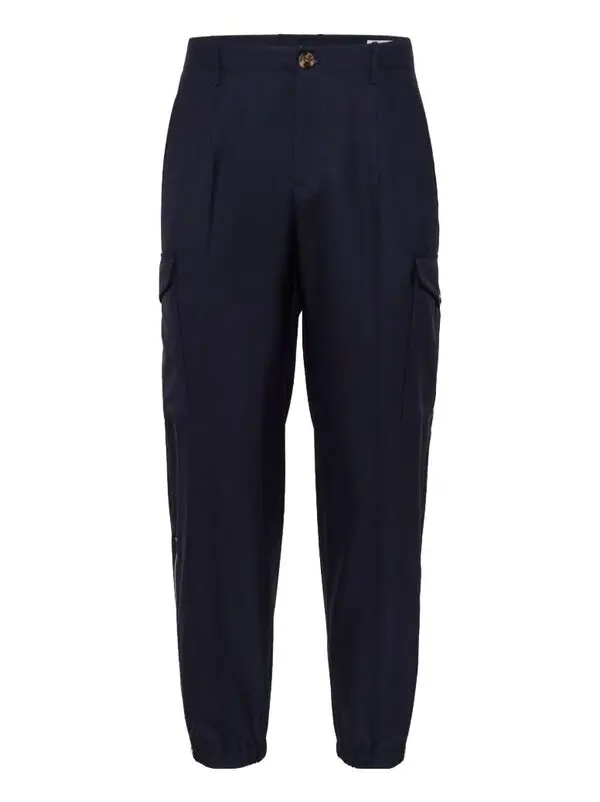 Brunello Cucinelli Cropped Cargo Trousers With Zip Cuffs - Blue