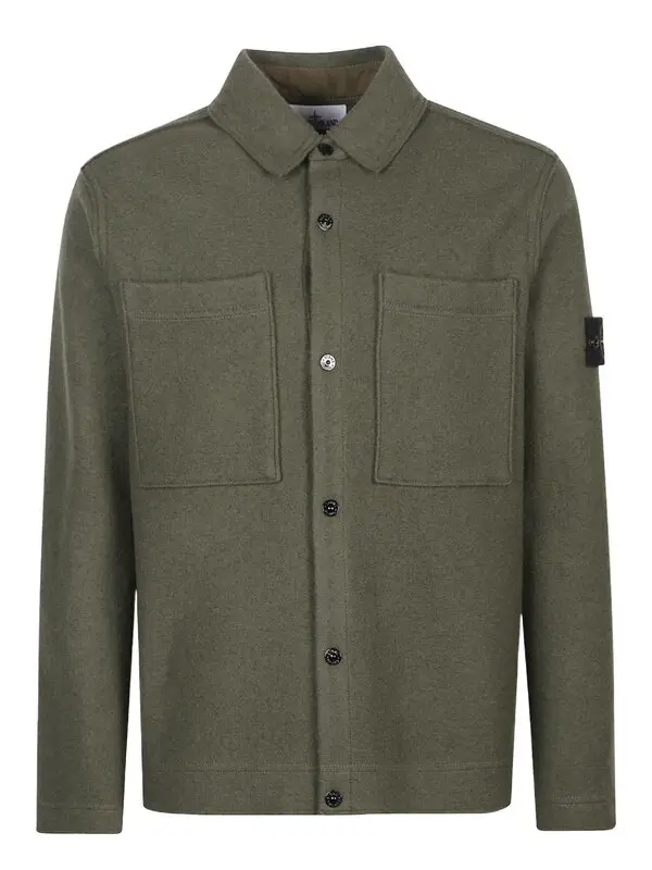 Stone Island Patch Button Cardigan - Military Green
