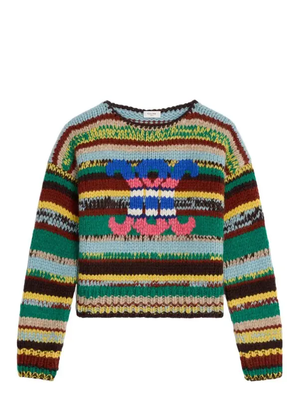 Celine Crewneck Sweater In Mouline Alpaca And Wool - Green