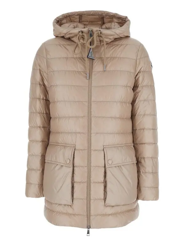 Moncler Jasmin Zip-up Quilted Jacket - Light Brown