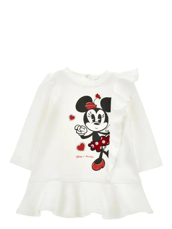 Monnalisa Minnie Mouse Ruffle Sweatshirt Dress - White