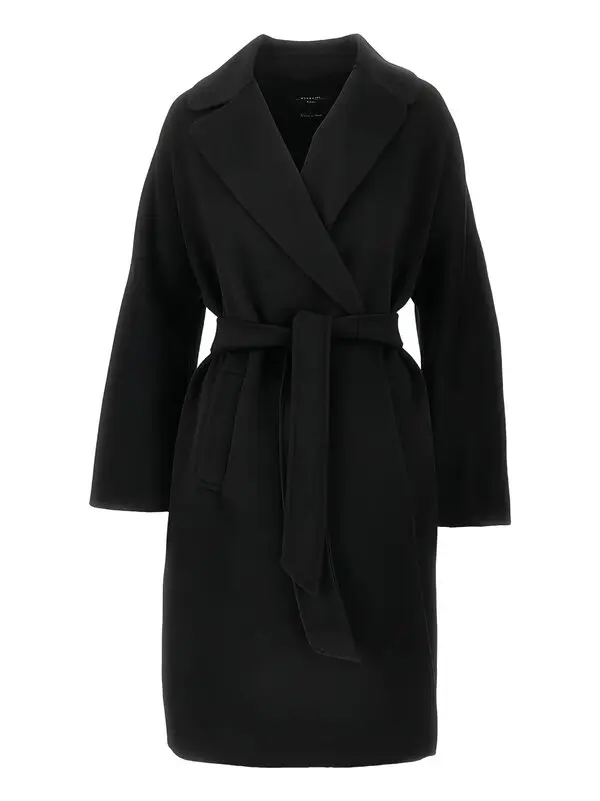 Max Mara Notched Lapel Belted Coat - Black
