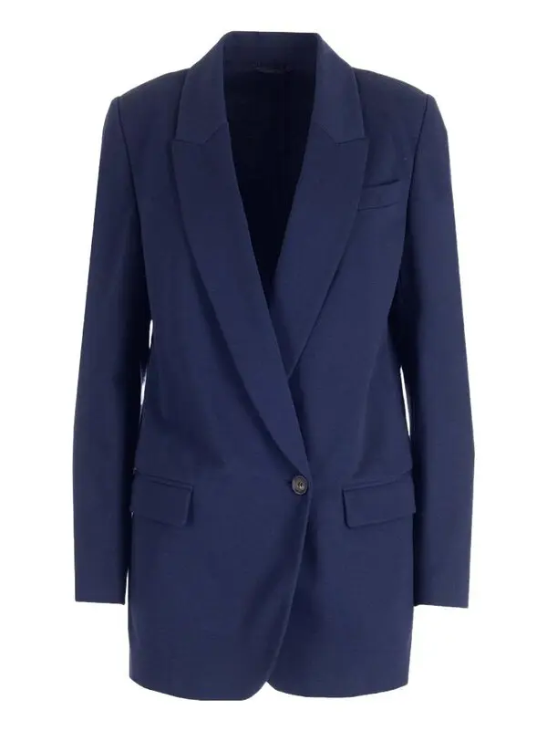 Brunello Cucinelli Single-breasted Tailored Blazer With Notched Lapel - Blue