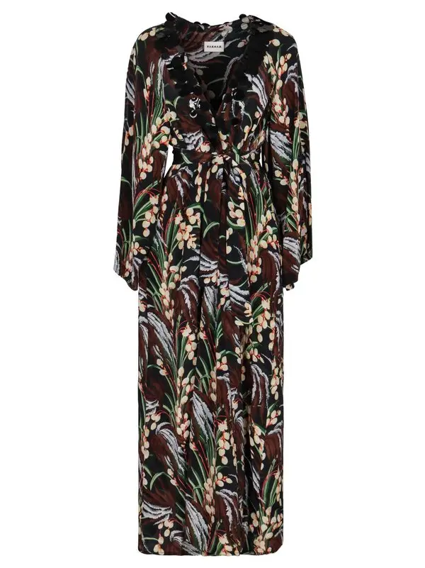 P.a.r.o.s.h Printed Crepe Midi Dress - Black