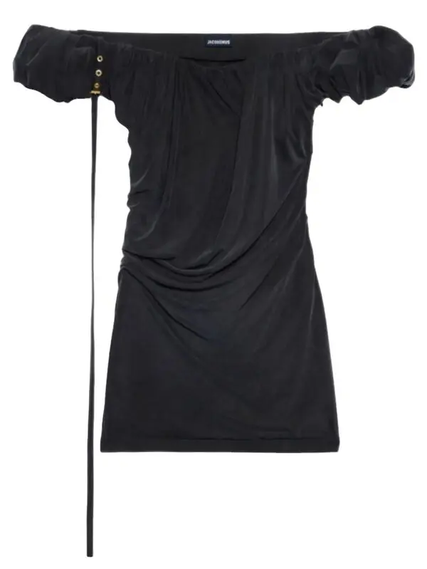 Jacquemus Asymmetric Draped Mini Dress - Black