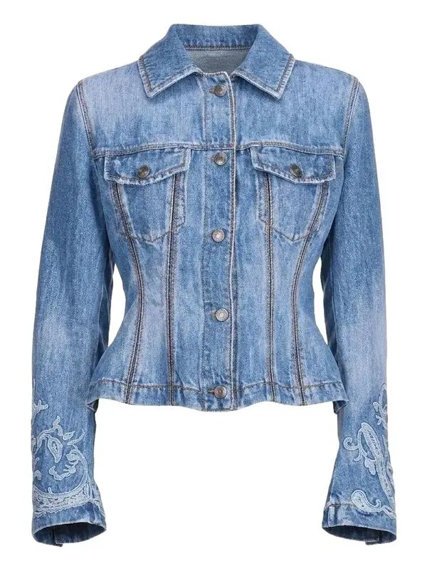Ermanno Scervino Embroidered Denim Jacket - Blue
