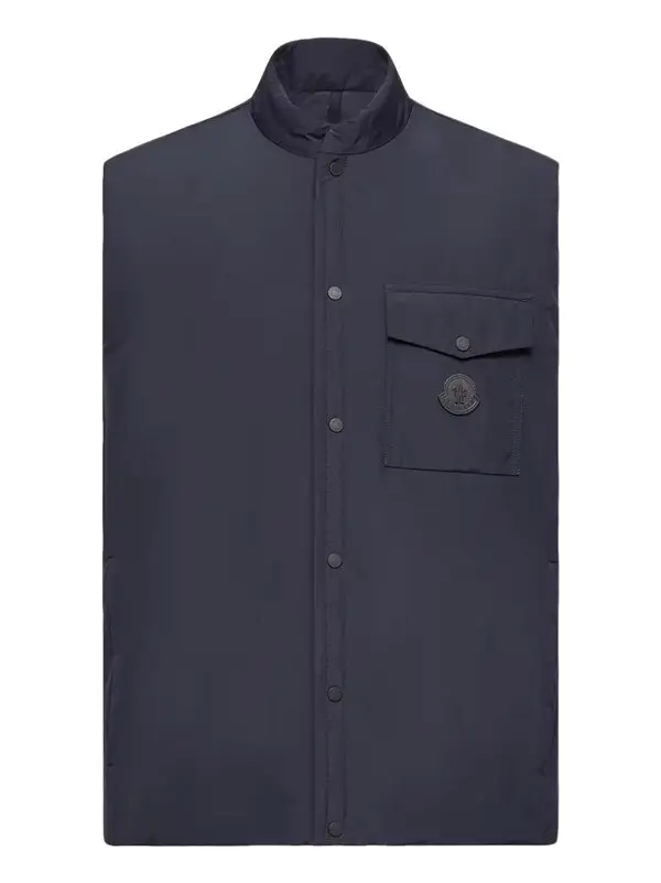 Moncler Sahel Logo Patch Puffer Vest - Midnight Blue