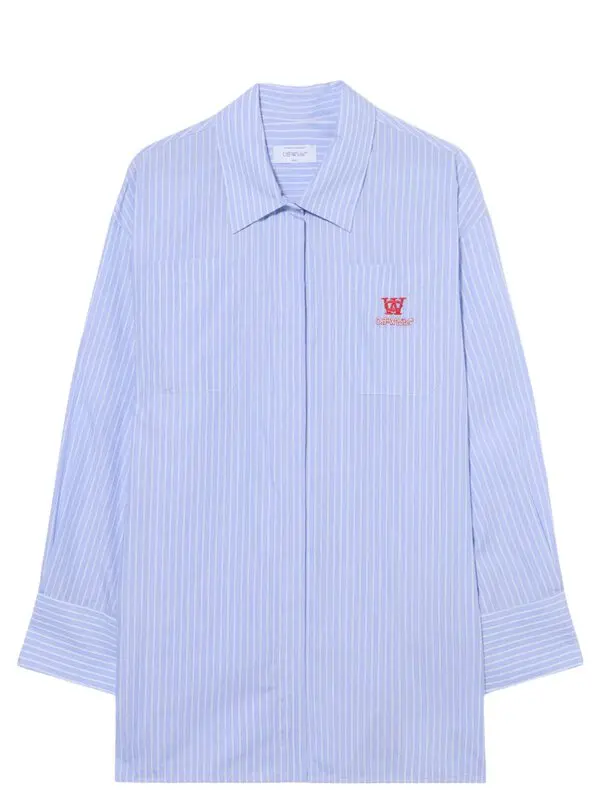 Off-White Striped Poplin Shirt Dress - Blue