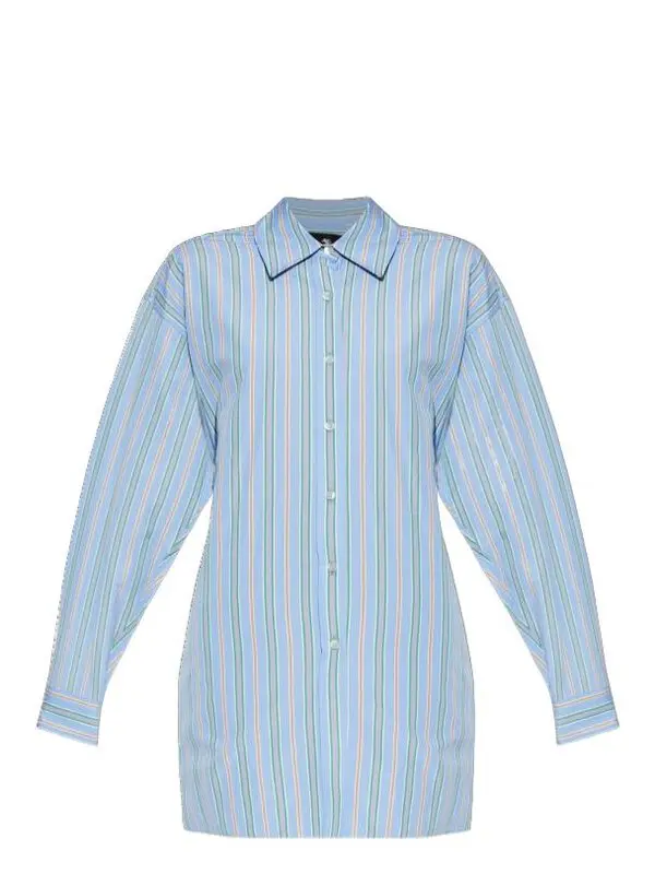 Etro Striped Poplin Shirt With Knot Detailing - Blue