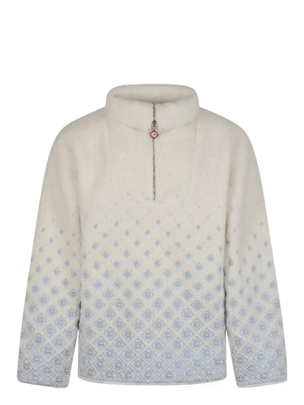 Casablanca Long-sleeve Knitted Sweater With Logo Pattern - White