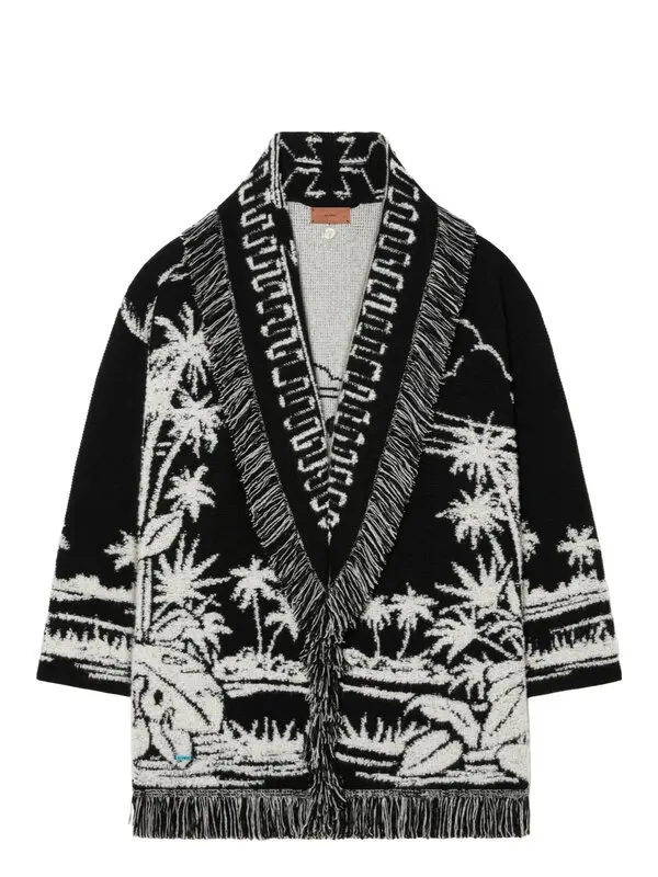 Alanui Palm Grove Tales Fringe Cardigan - Black