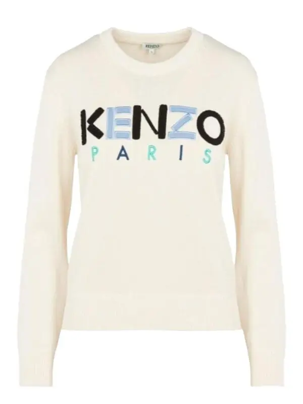 Kenzo Embroidered Logo Crew Neck Sweater - White