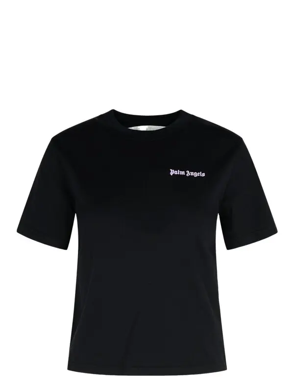Palm Angels Embroidered Logo Crewneck T-shirt - Black
