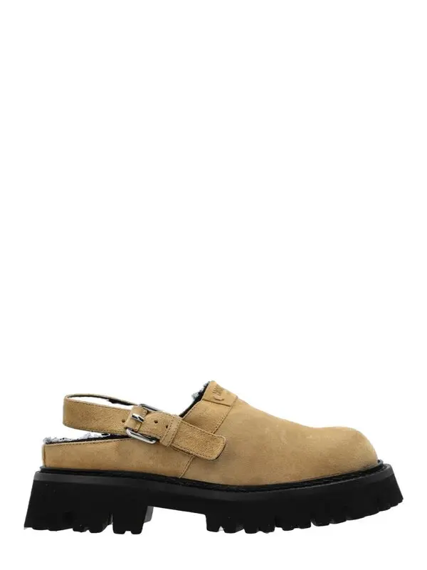 Moschino Embossed Buckle Strap Mules - Beige