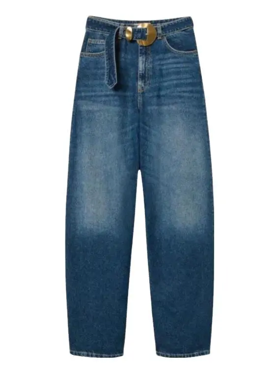 TWINSET Belted Jeans With Hammered Buckle - Blue