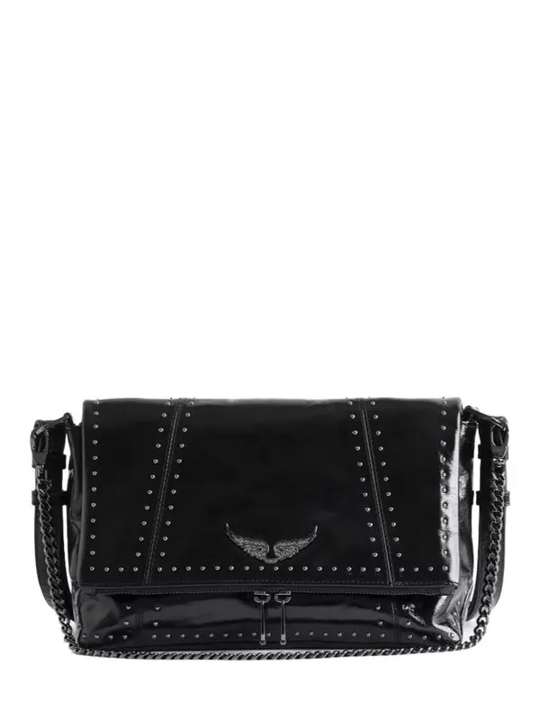 Zadig&Voltaire Studded Shoulder Bag With Rhinestone Wings - Black