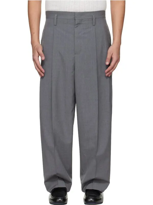 JIL SANDER Pleated Tapered Leg Trousers - Gray