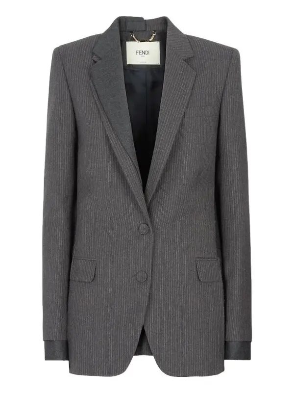 Fendi Single-breasted Striped Tailored Blazer - Gray