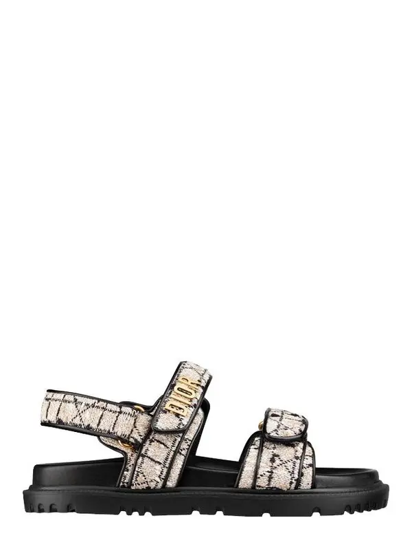 Dior Christian Logo Plaque Double-strap Sandals - Black