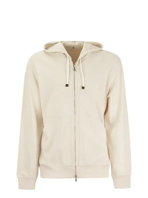 Brunello Cucinelli Zipped Hooded Sweatshirt - White