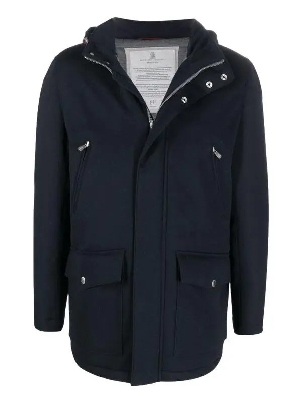 Brunello Cucinelli Cashmere Zipped Coat - Blue