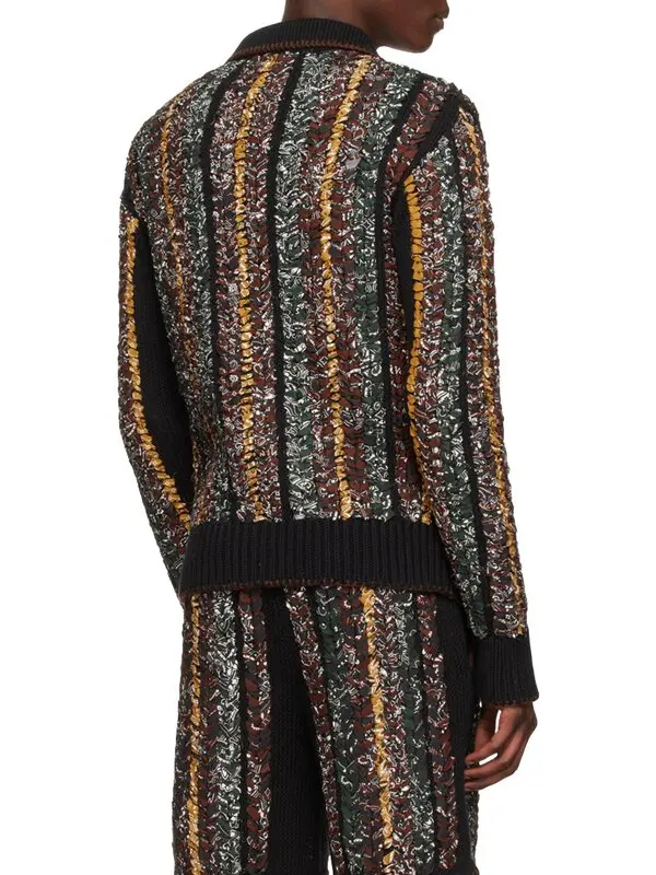 Amiri Logo Knit Lapel Sweater - Black