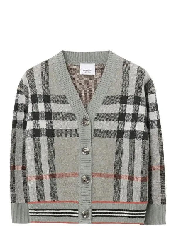 Burberry Check-print Wool Cardigan - Gray
