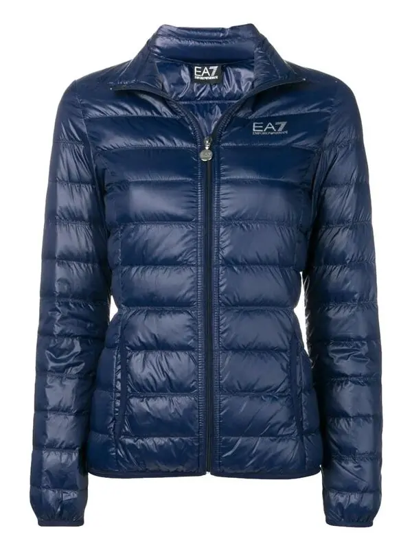 EA7 Quilted Logo Down Jacket - Blue