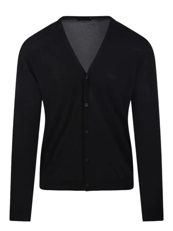 ROBERTO COLLINA V-neck Button-front Cardigan - Black