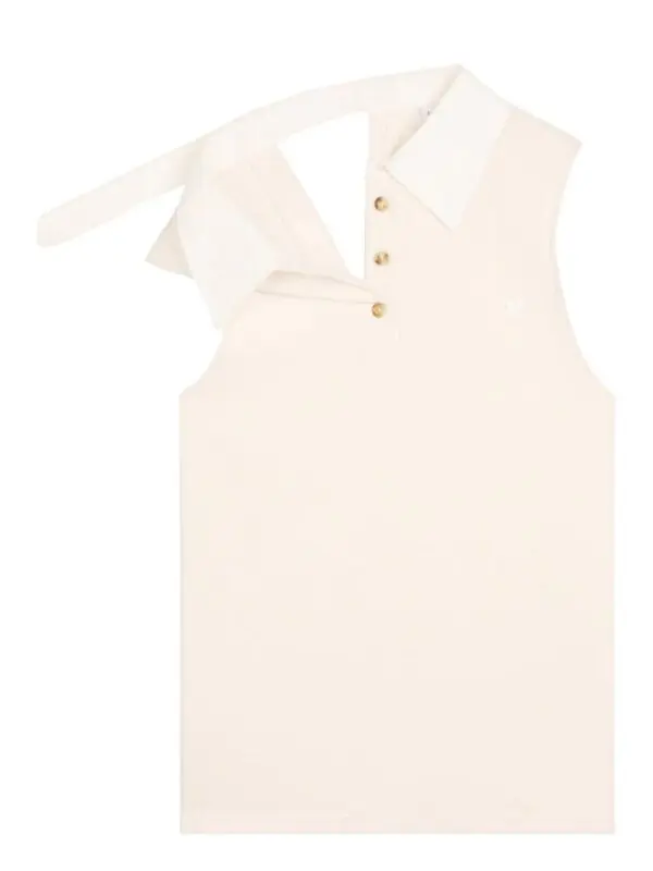 COURREGES Courrges Sleeveless Polo Shirt With Button Detail - White