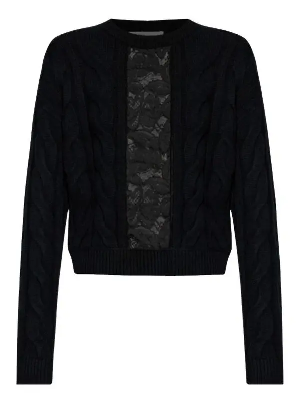 Max Mara Wool And Cashmere Jumper With Lace Detailing - Black