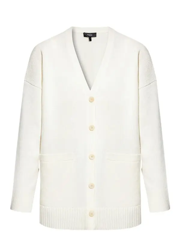 Theory V-neck Knitted Cardigan - White