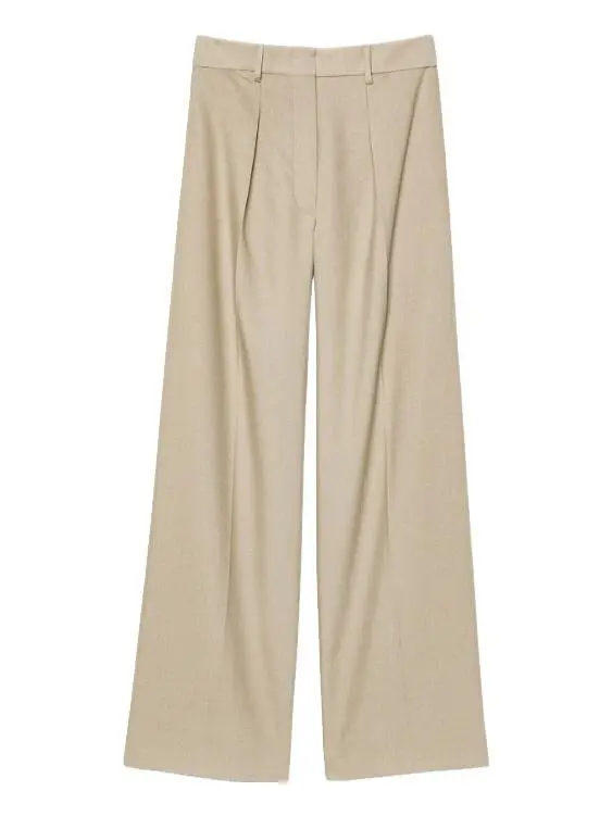FORTE_FORTE Pleated Wide-leg Trousers - Sand
