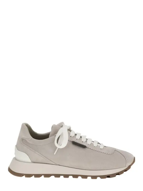 Brunello Cucinelli Round Toe Lace-up Sneakers - Nude
