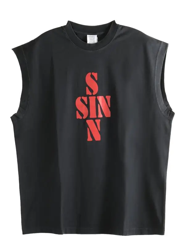 Vetements Graphic Sleeveless T-shirt - Black