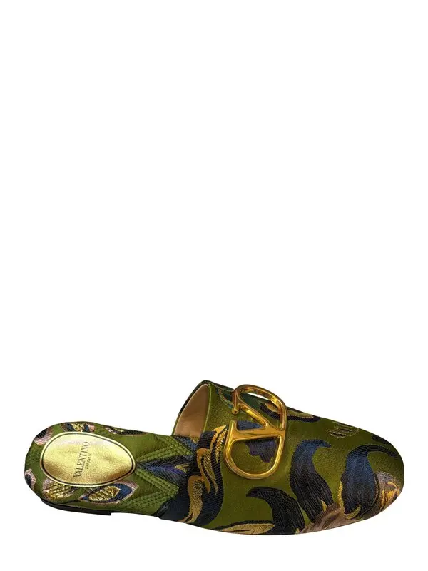 Valentino Garavani Vlogo Floral Jacquard Mules - Green