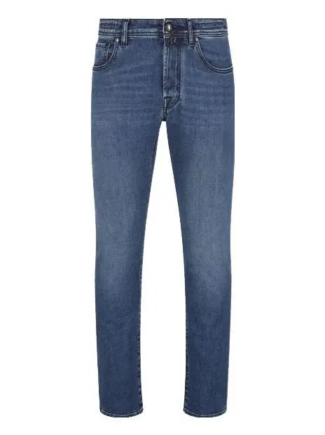 Jacob Cohen Logo-patch Tapered-leg Jeans - Blue
