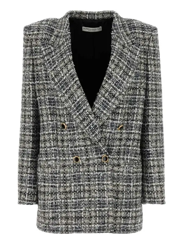 Alessandra Rich Checked Tweed Blazer - Black