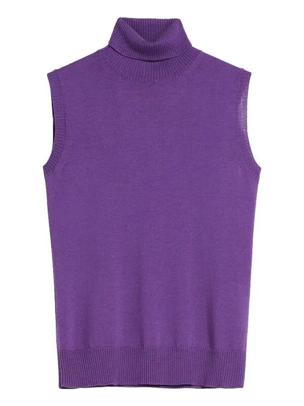 Sportmax Sleeveless Virgin Wool Roll Neck Vest - Purple