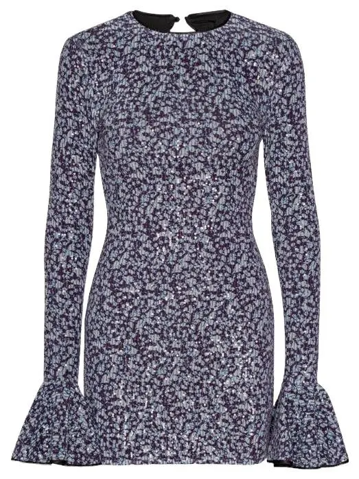 ROTATE BY BIRGER CHRISTENSEN Sequin Detailed Mini Dress With Open Back - Gray