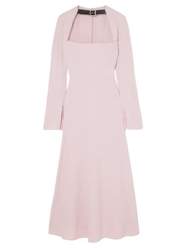 16Arlington Long-sleeved Crepe Dress With Buckle Detail - Pink