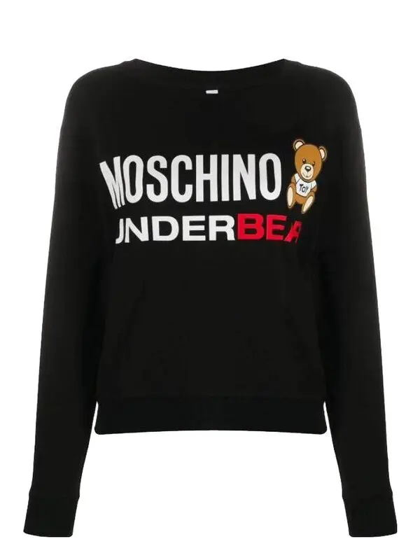 Moschino Teddy Print Crew Neck Sweater - Black