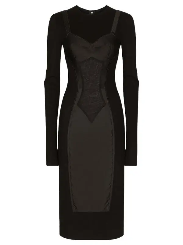 Dolce & Gabbana Detailed Long-sleeved Midi Dress - Black